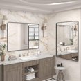 44x32 Inch Black Metal Framed Bathrrom Mirror for Wall, Black Rounded ...