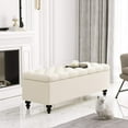 Huimo Ottoman Large Storage Bench Button Tufted Safety Hinge