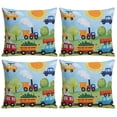 Cartoon Transportation Pillow Covers Set of 4, Helicopter Car Train ...