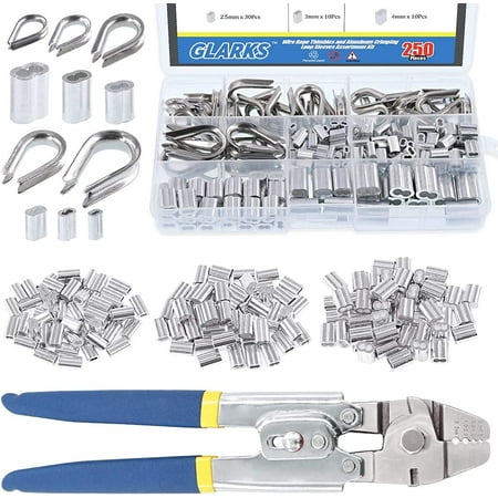 151Pcs Wire Rope Crimping Tool With 150Pcs 3 Size Aluminum Double ...