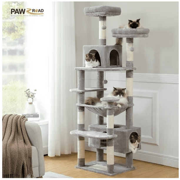 PAWZ Road Large 72 inch Cat Tree Tower with Sisal Scratching Posts and ...