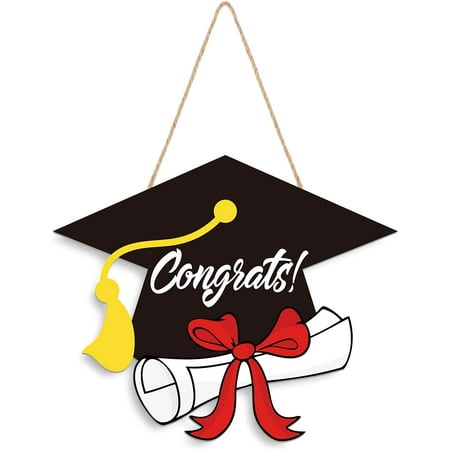 Graduation Hanging Door Sign Grad Cap Diploma Wooden Welcome Sign ...
