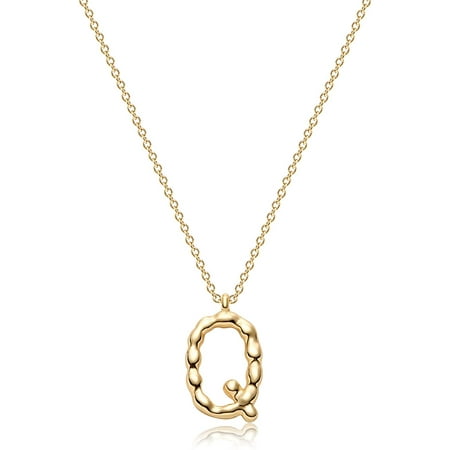 Gold Dainty Initial Necklace 18K Gold Plated Large Big Letters Pendant ...