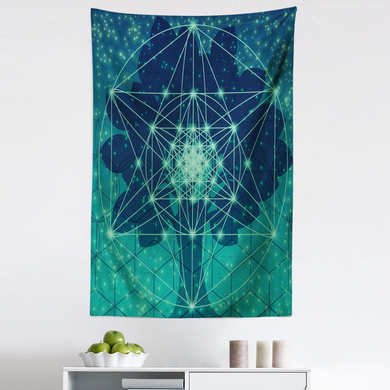 Trees Tapestry, Abstract Design Tree of Life Night Time Starry Dots ...