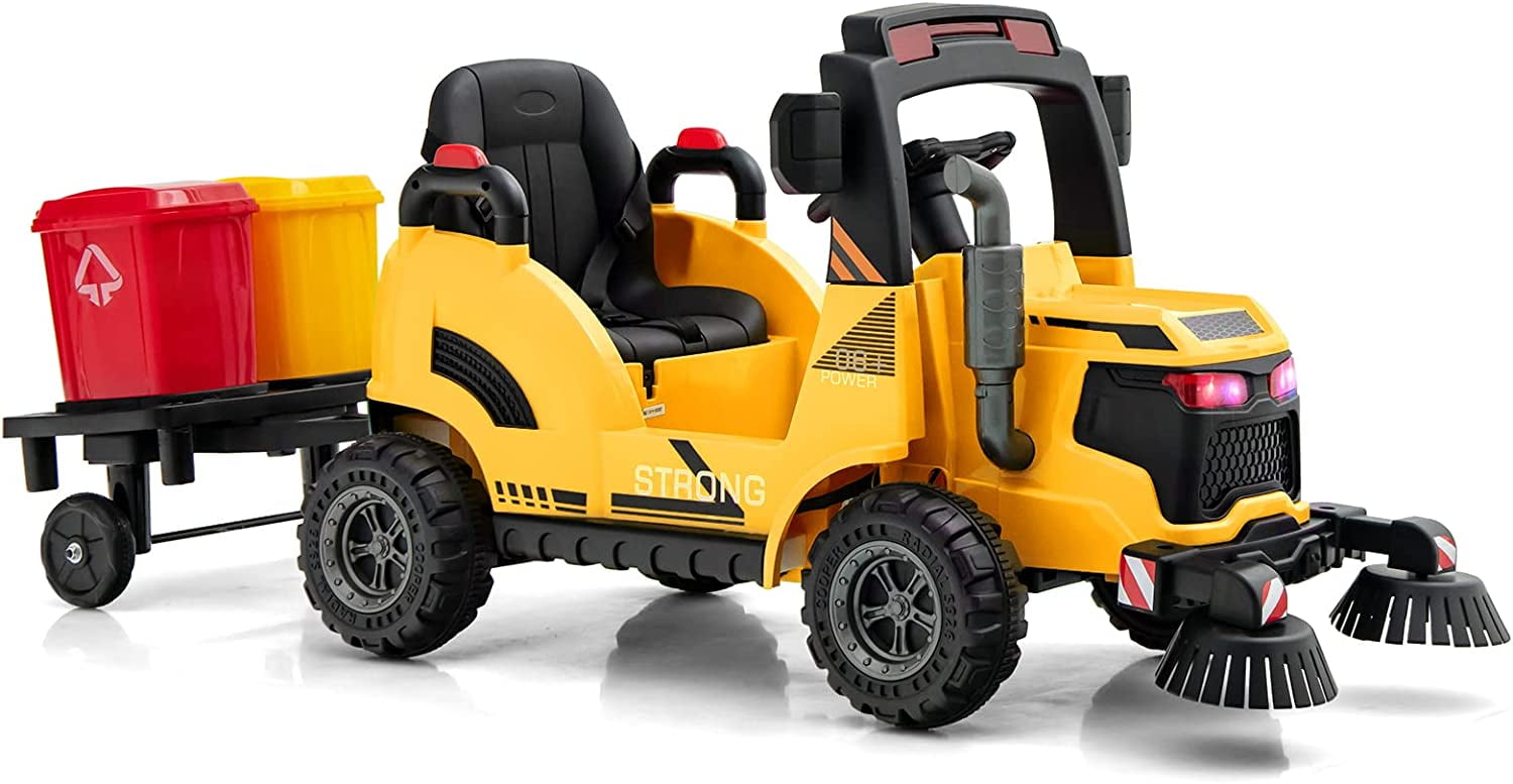 OLAKIDS Ride on Car, 12V 2 in 1 Kids Street Sweeper Truck Electric ...