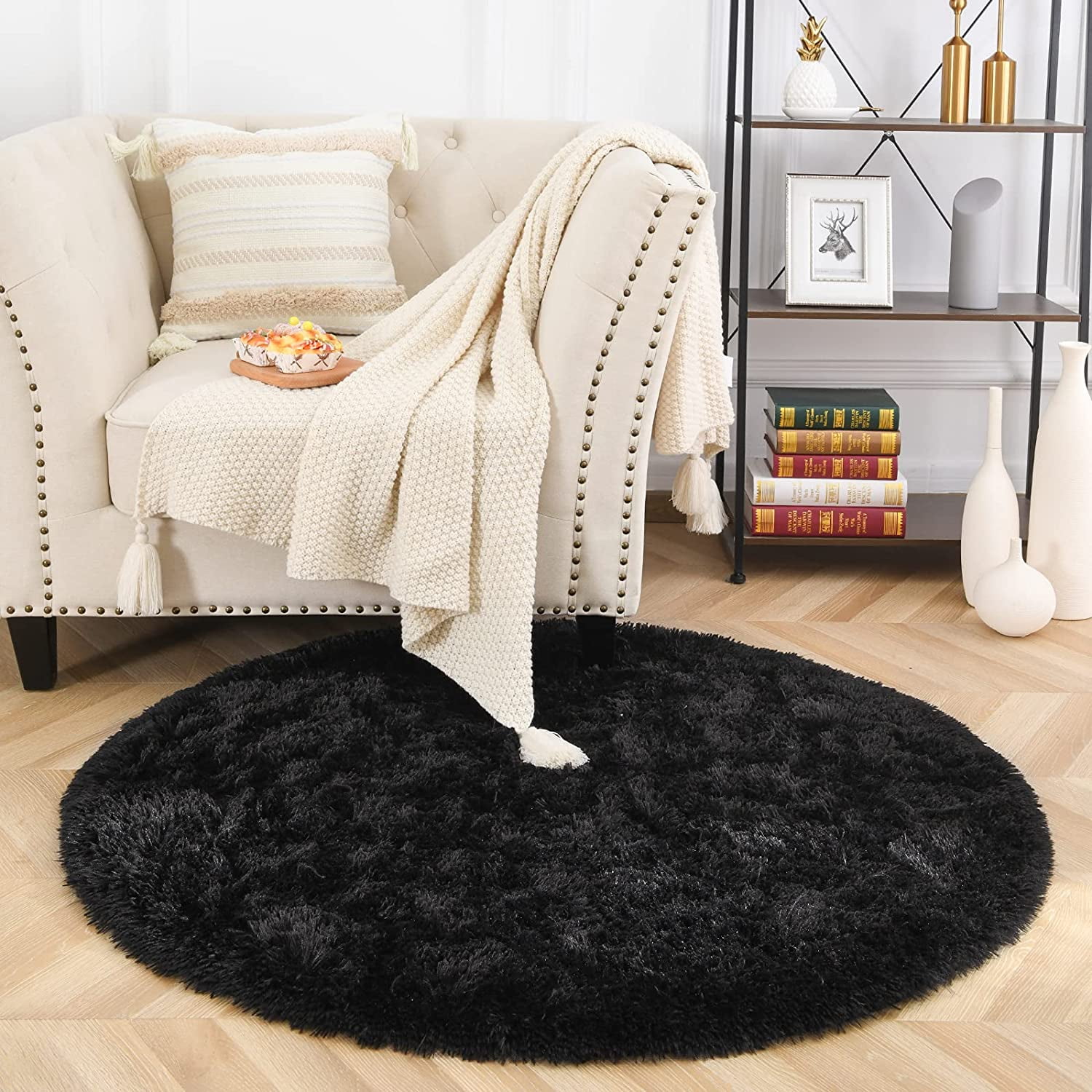 YJ.GWL Round Fluffy Area Rugs Fluffy Carpet Plush Rug for Living Room ...