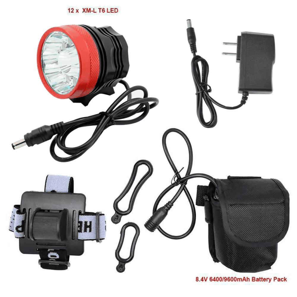 Bike Headlight 12*T6 LED Bicycle Front Light 20000 Lumens Night Riding ...