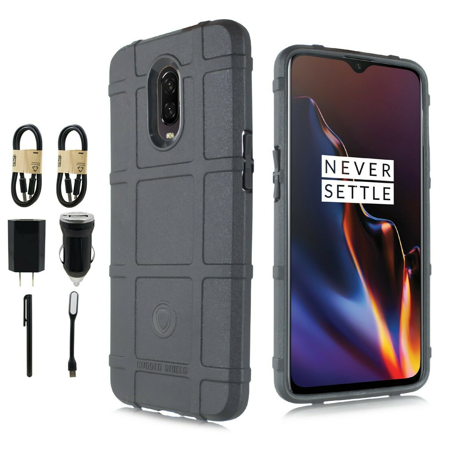 Value Pack for 6.41" OnePlus 6T Shield Wrap Shockproof Hybrid Scratch ...