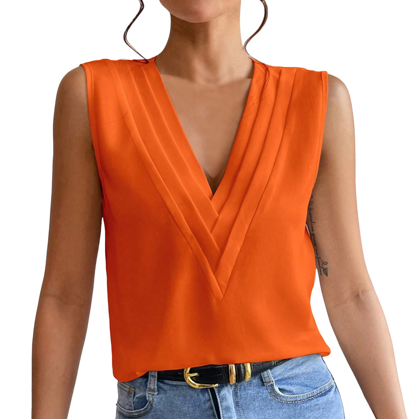Click here for Hiiyo Womens V Neck Solid Color Tank Top Summer Ca... prices