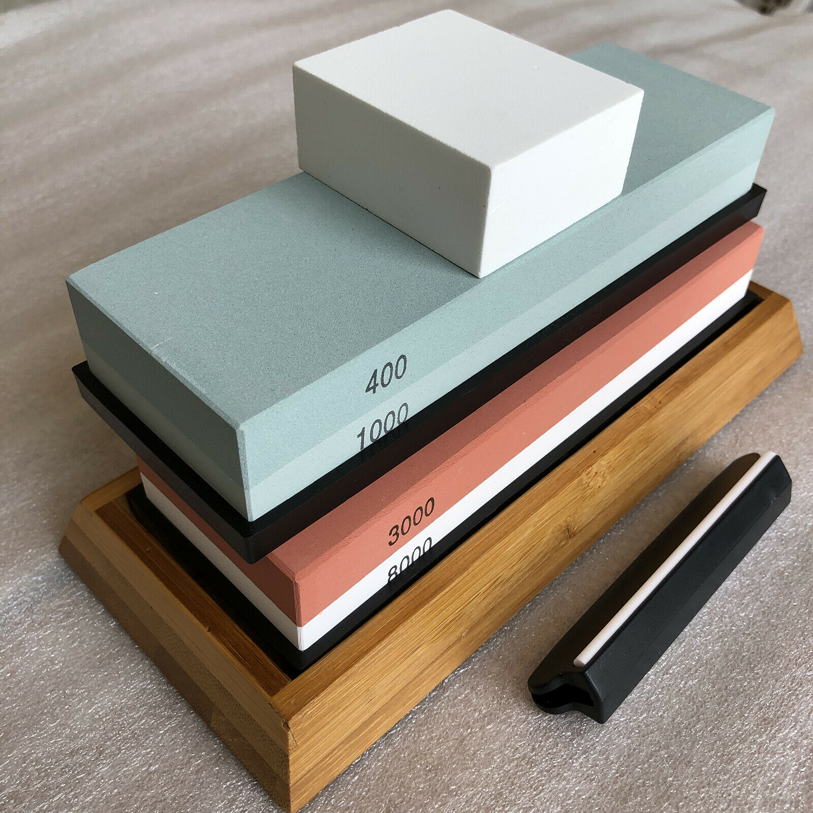 DENEST Knife Sharpening Stone Tool Whetstone Set 4 Side Grit 400/1000 ...