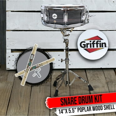 Snare Drum Kit by Griffin Includes Snare Stand, 2 Pairs of Maple Drum ...