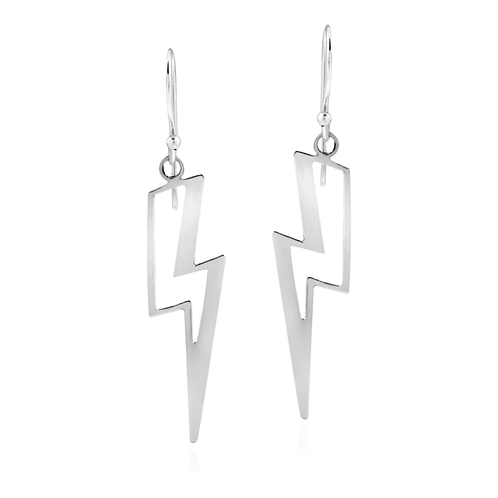 Stainless Steel Lightning Bolt Flash Thunder Button Stud Post Earrings ...