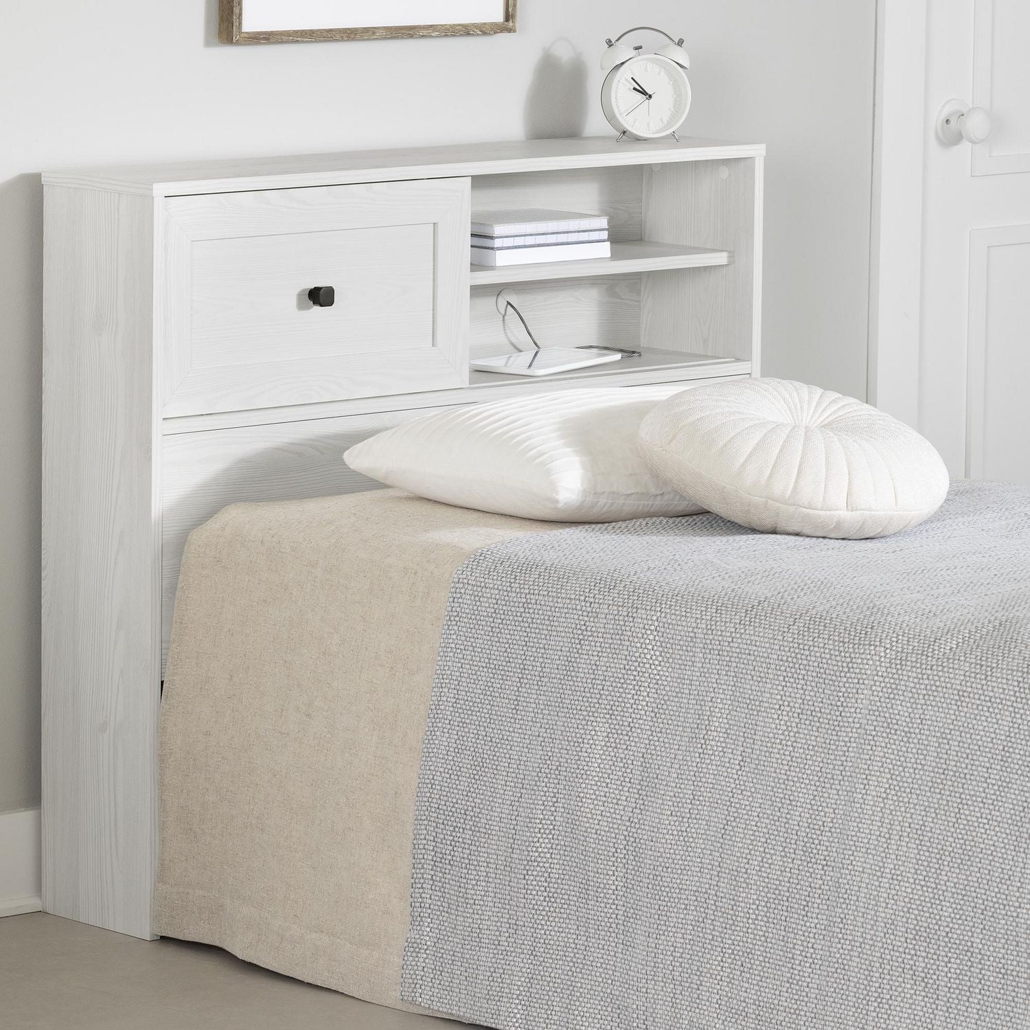 Click here for South Shore Hazen Twin Bookcase Headboard  In Whit... prices