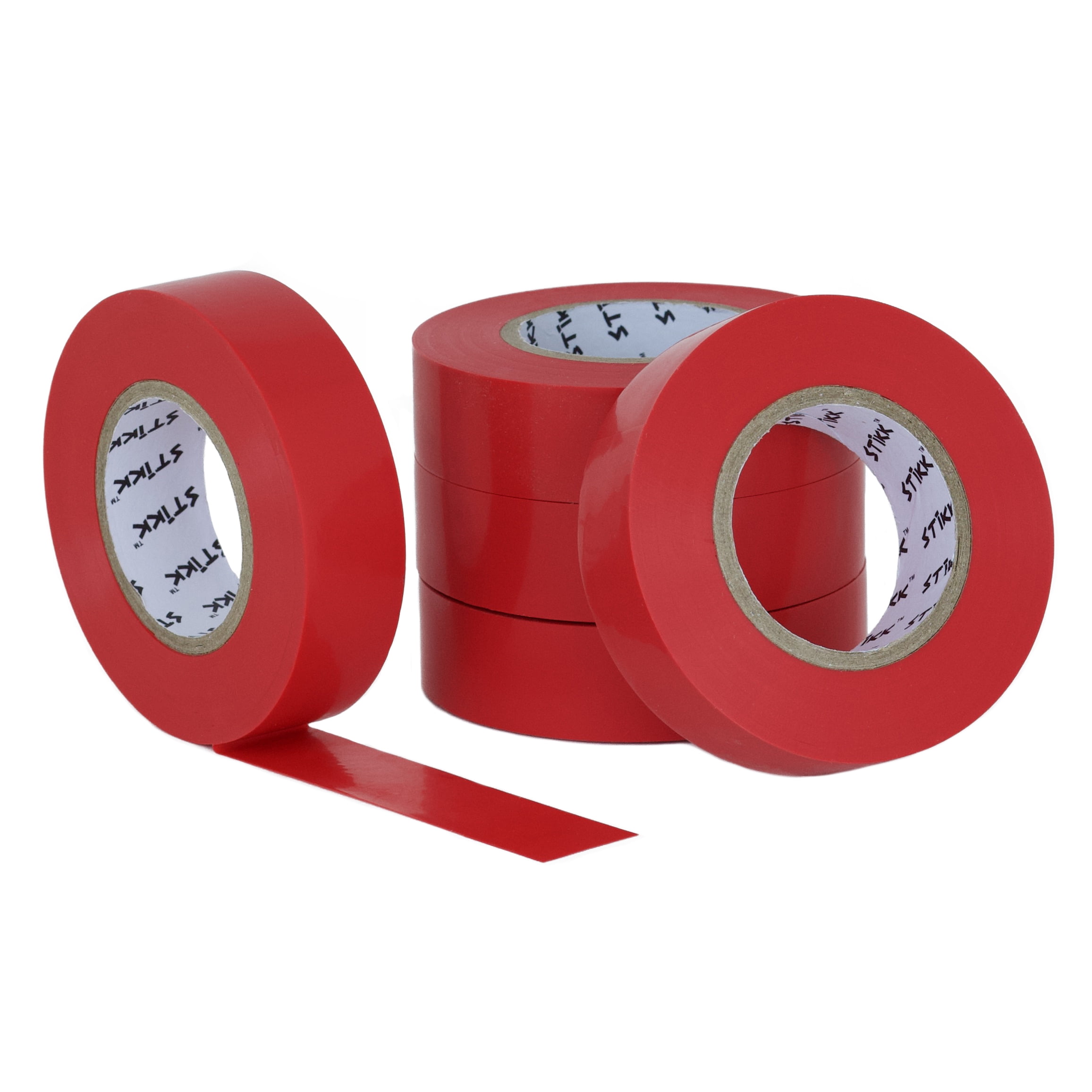 STIKK Red Electrical Tape (5 Pack) 3/4" Wide 66 Feet 20 Meters Long ...