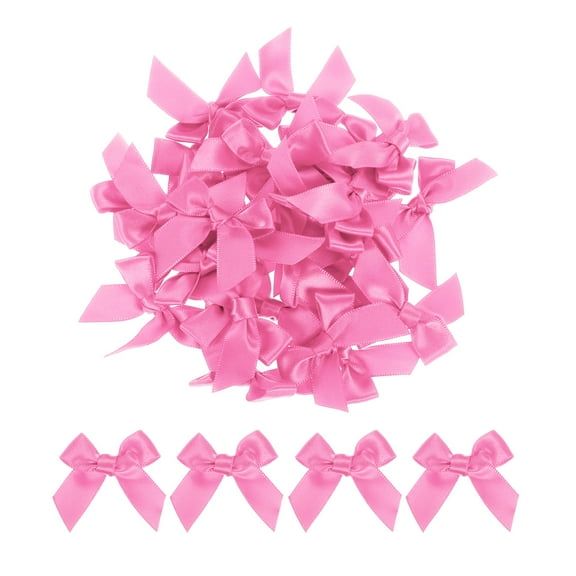Uxcell 50Pcs Mini Ribbon Bow Mini Fabric Satin Ribbon Flower Bows Craft ...