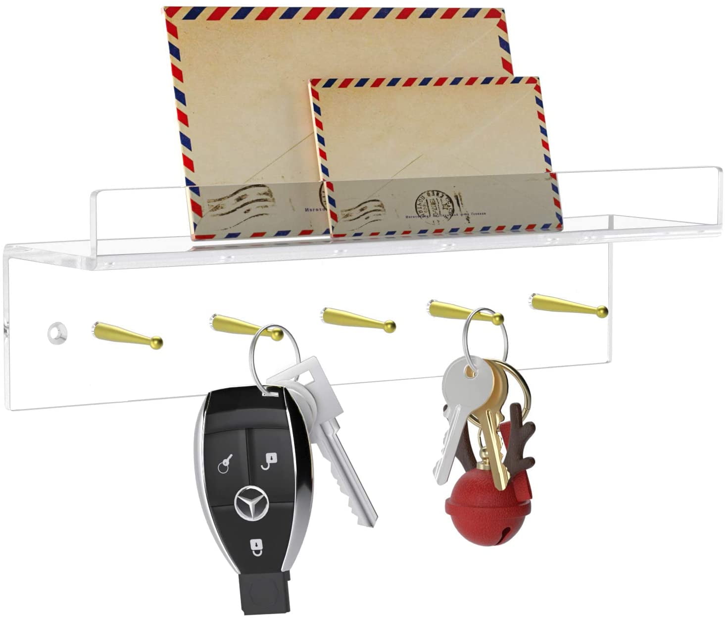 Wall ounted Key Holder and ail Shelf, Clear Acrylic Floating Organizer ...