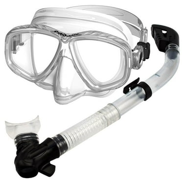 Snorkeling Scuba Dive DRY Snorkel Purge Mask Diving Fins Gear Set ...