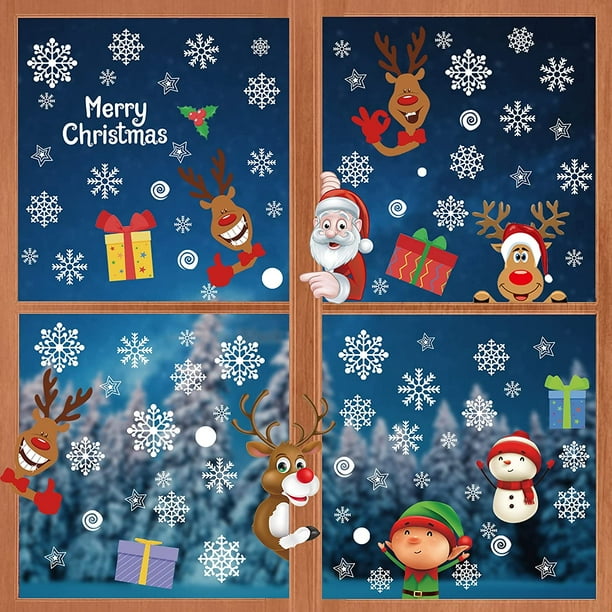 Gonlei 160pcs Christmas Windows Clings Snowflake Holiday Party Stickers ...