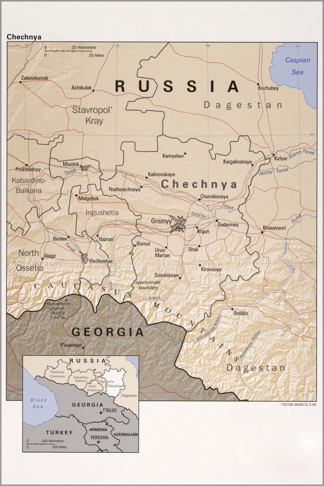 24"x36" Gallery Poster, cia map of Chechnya 1995 - Walmart.com