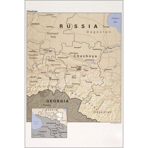 24"x36" Gallery Poster, cia map of Chechnya 1995 - Walmart.com