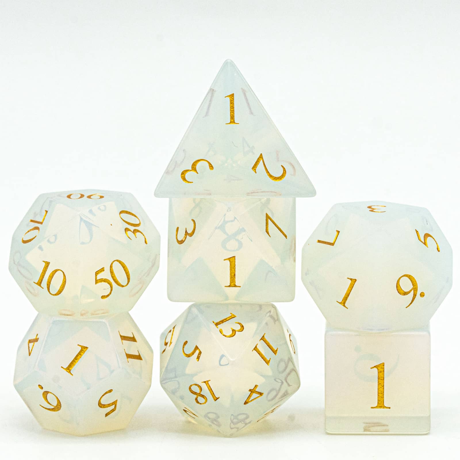 Cusdie Set of 7 Handmade Stone Dice, 16mm Polyhedral Stone D&D Dice Set ...