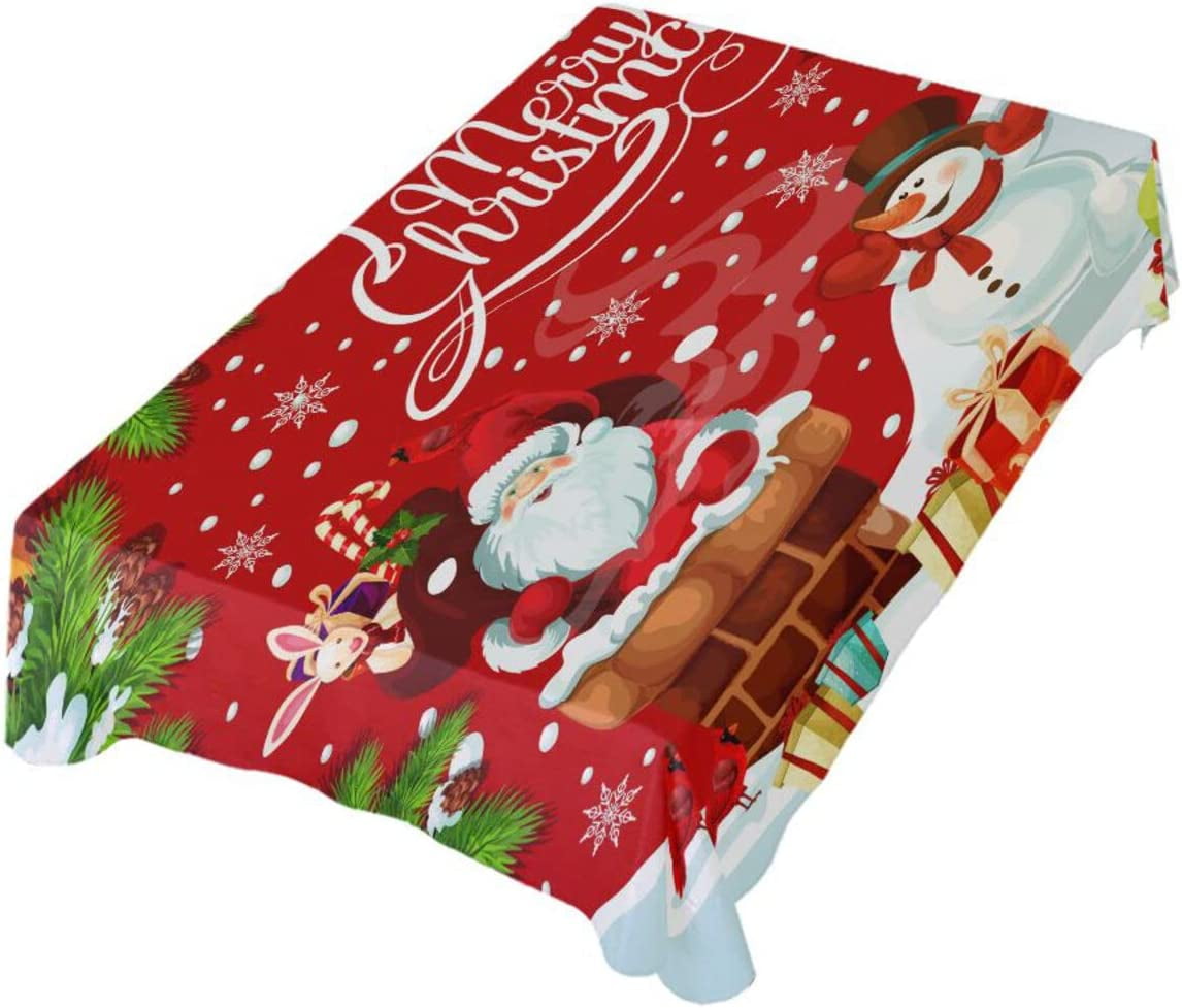 Christmas Snowman Santa Claus Tablecloth 54 x 72 Inch,Rectangle Table ...