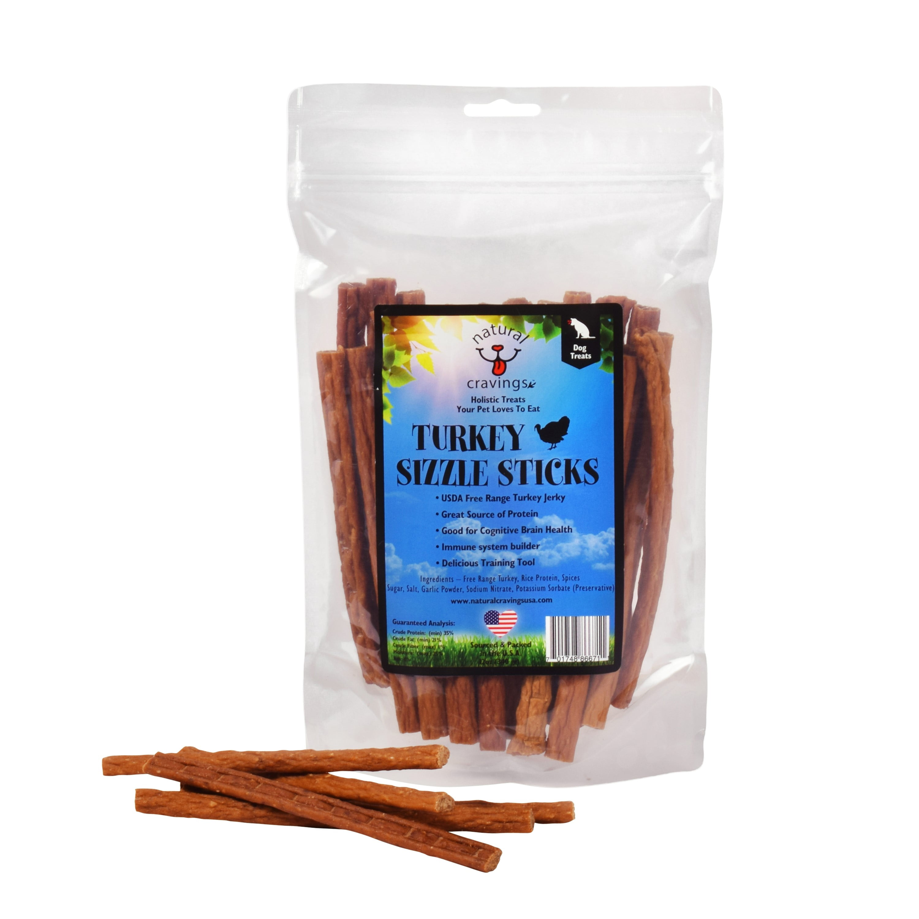 Natural Cravings Turkey Sizzle Sticks Turkey Jerky Dog Treat, 12 Oz ...