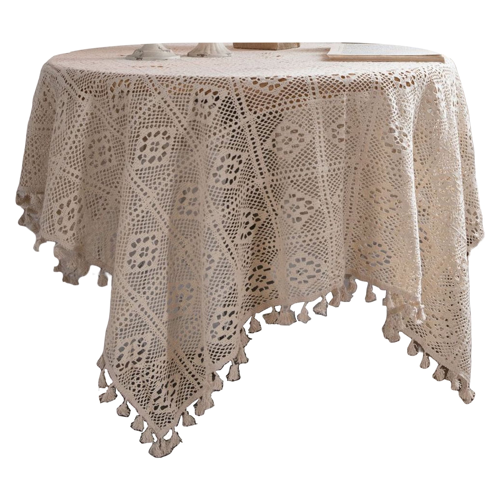 Hollow Knitting Tablecloth Rustic Cotton Dustproof Decorative Crochet ...