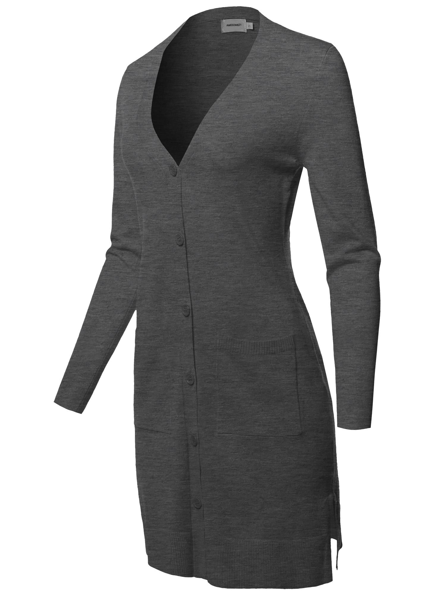 FashionOutfit Women's Casual Button Up Long-Line Sweater Viscose Knit ...