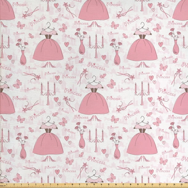 Princess Fabric by The Yard, Pattern with Accessories of Princess ...