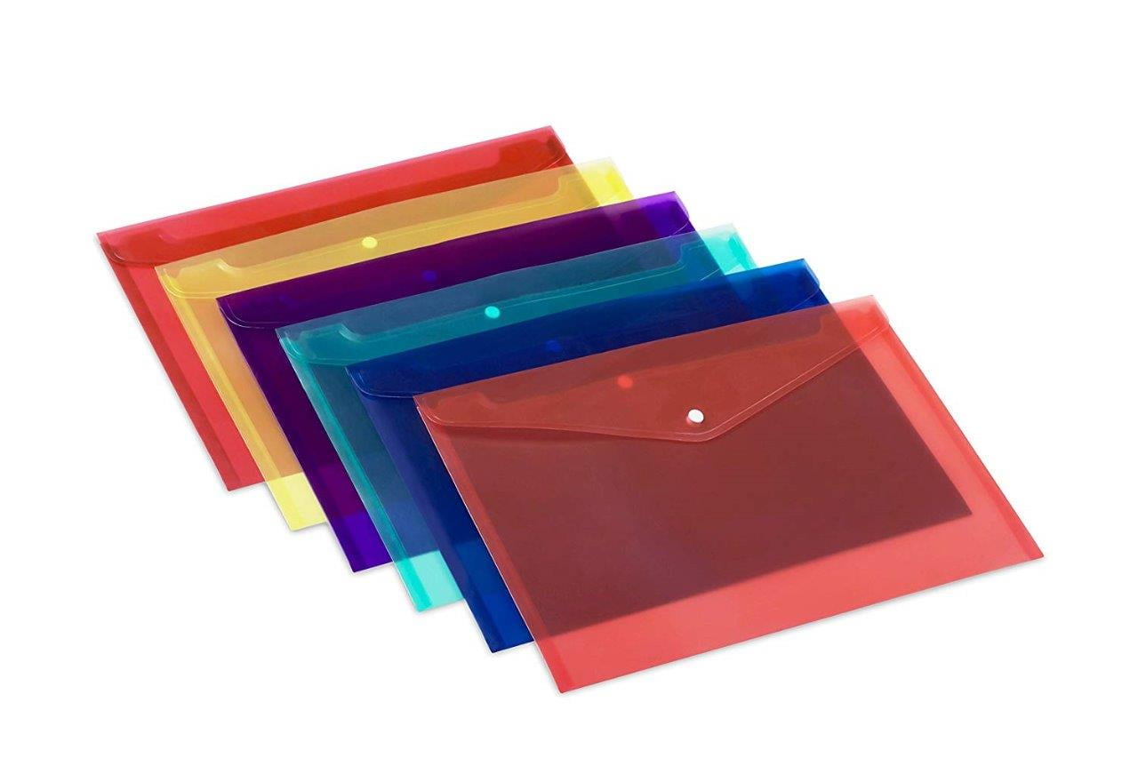 Elegantoss Pack of 24 Clear Document Folders with Snap Button, US ...