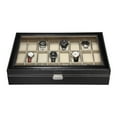 Zimtown New 24 Slot Watch Box Leather Display Case Organizer Top Glass ...