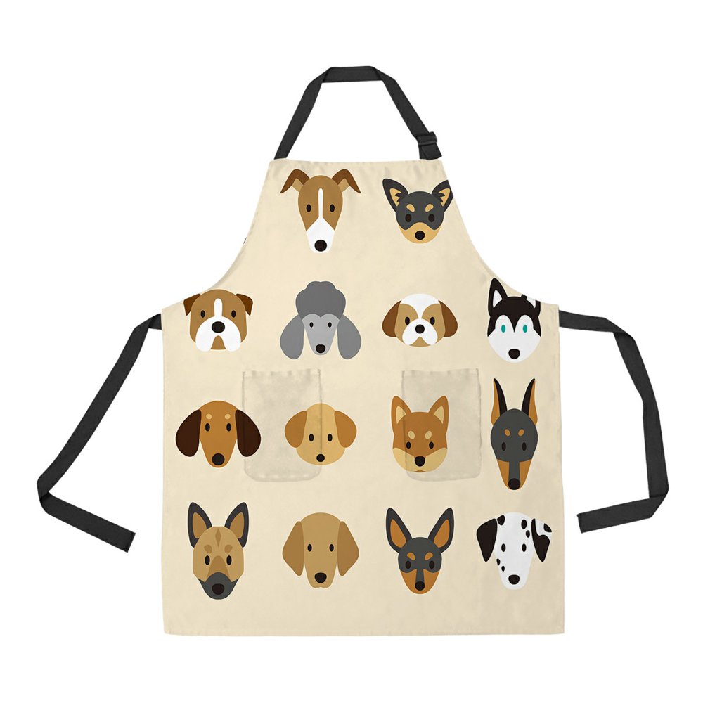 ECZJNT Set of breeds of dog Adjustable Bib Kitchen Apron with Pockets ...