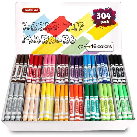 304 Pack Washable Markers Bulk, 16 Assorted Colors Broad Line Classroom ...