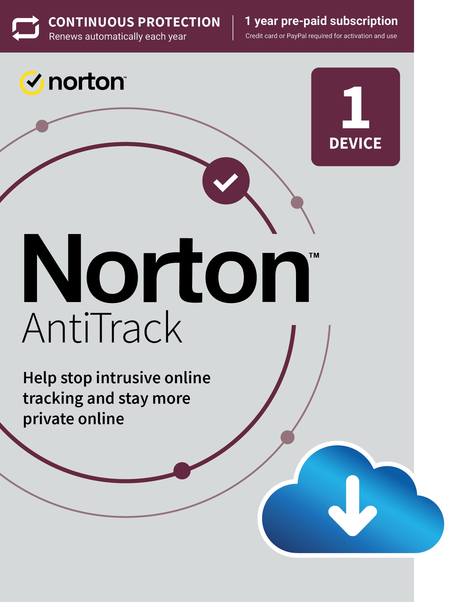 Norton AntiTrack for 1 Device, 1 Year Subscription, PC/Mac/iOS [Digital ...