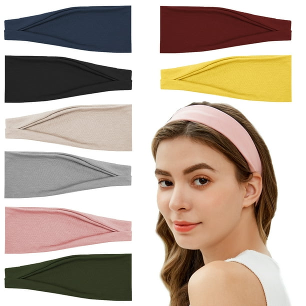 8 Pack Sports Sweatbands Headbands Stretchy Hair Bands Elastic Head ...