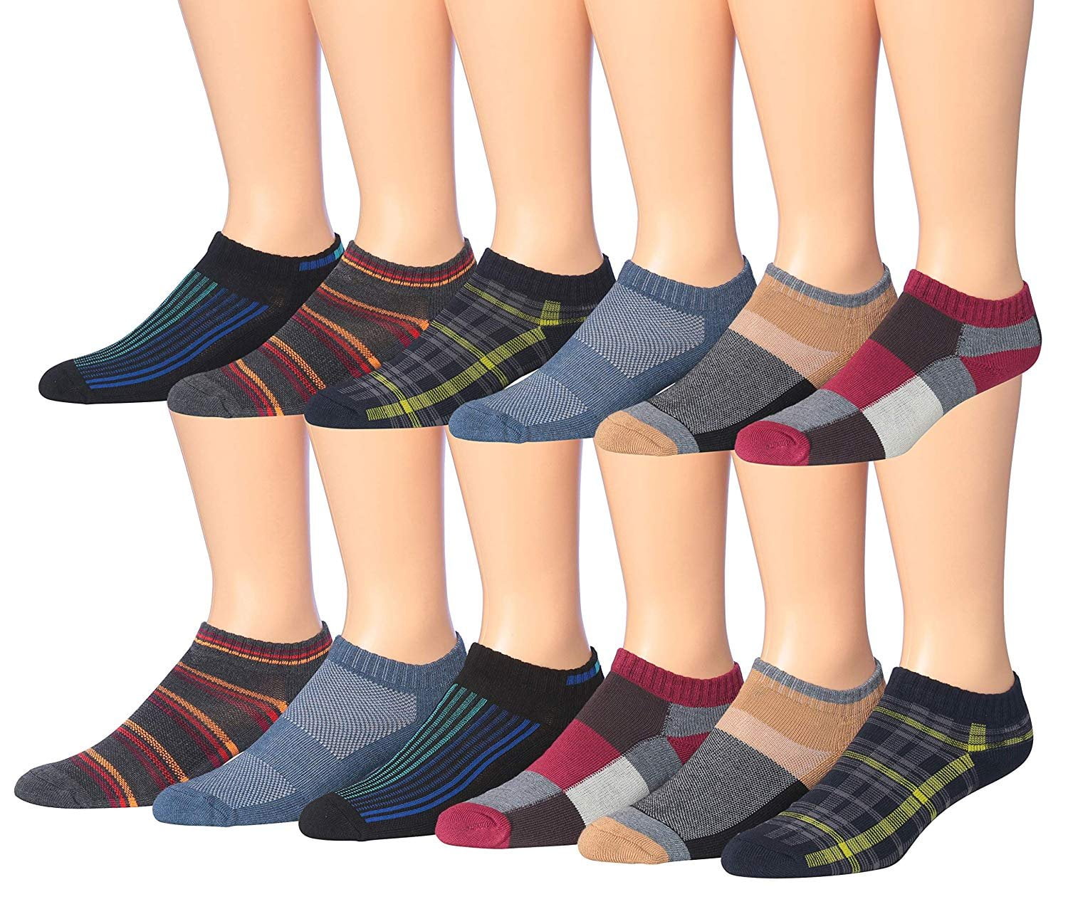 James Fiallo Men's 12-Pairs Performance Low Cut Athletic Sport Socks ...