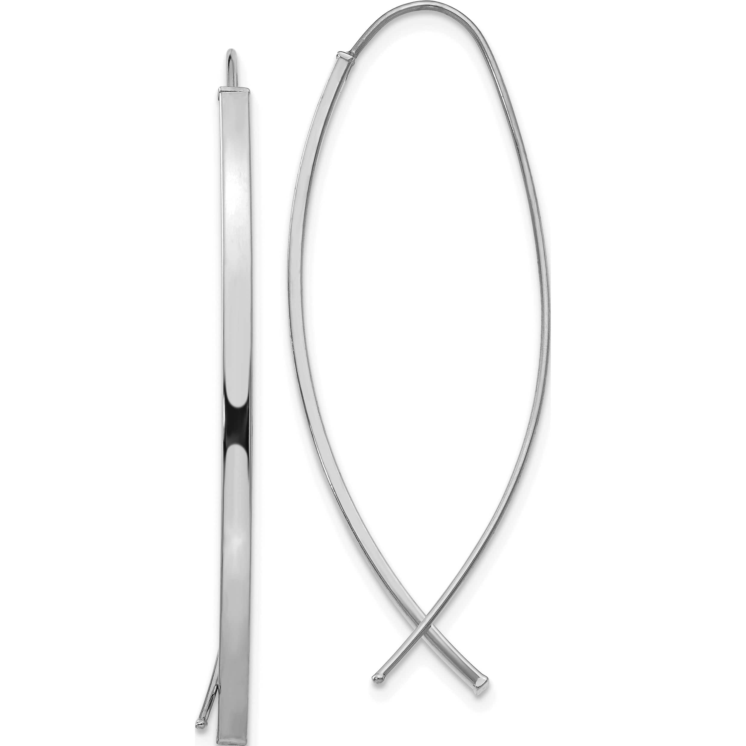 14K White Gold 1.75mm Square Tube Wire Threader Earrings (42.8 X 16.5 ...