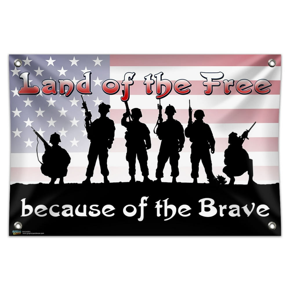 Land of the Free Because of the Brave - Patriotic America USA 33" (84cm ...