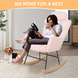 PAPROOS Modern Teddy Fabric Rocking Chair, Accent Rocker Chair with ...