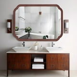 WallBeyond Wood Rustic Rounded Corner Vanity Mirror for Wall Mounted ...
