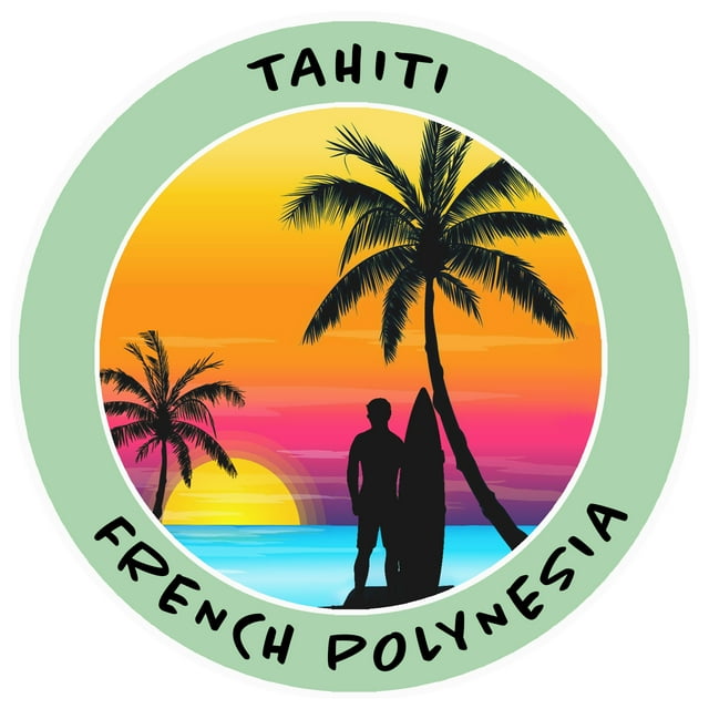 Tahiti, French Polynesia Surfer Sun Decorative Car Truck Decal Window ...