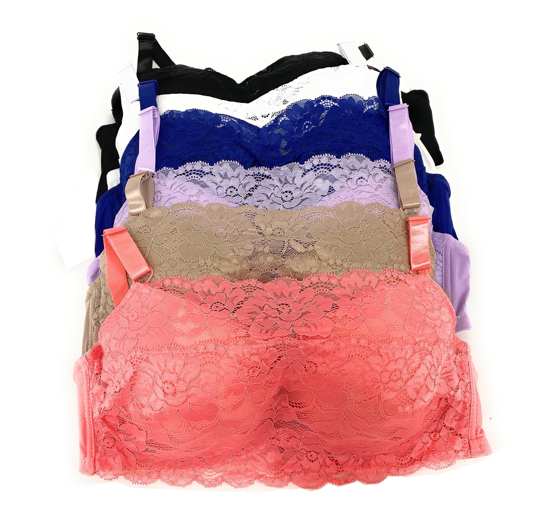Viola Women Bras 6 Packs Lightly Padded Underwire Full Coverage Bra ...