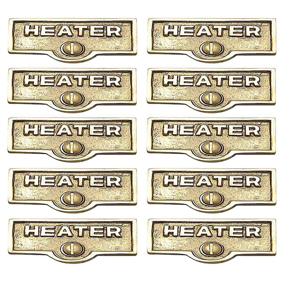 10 Switch Plate Tags HEATER Name Signs Labels Lacquered Brass ...