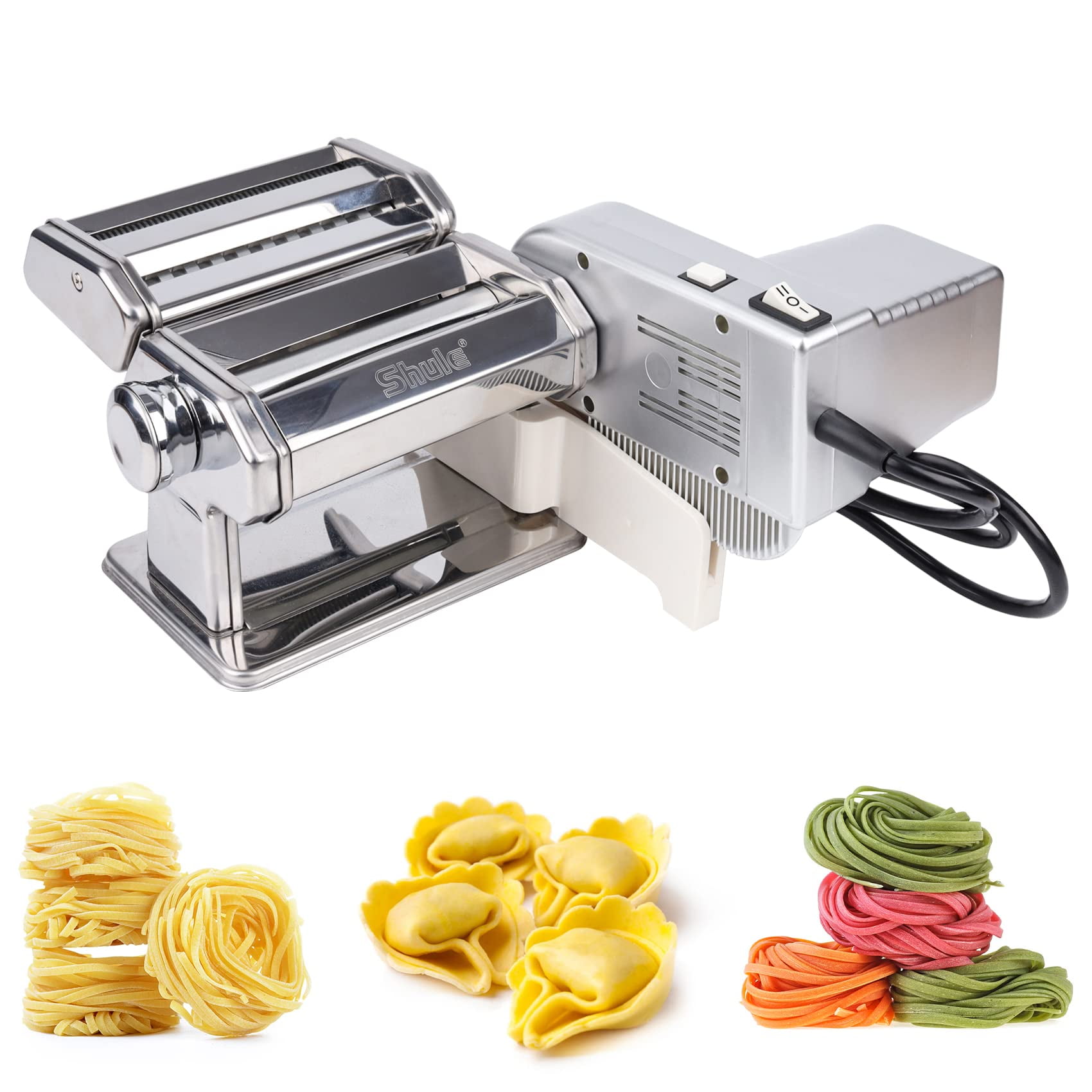 Shule Electric Pasta Maker With Motor Automatic Pasta Machine With Hand Crank And Multifunctional Rollers L