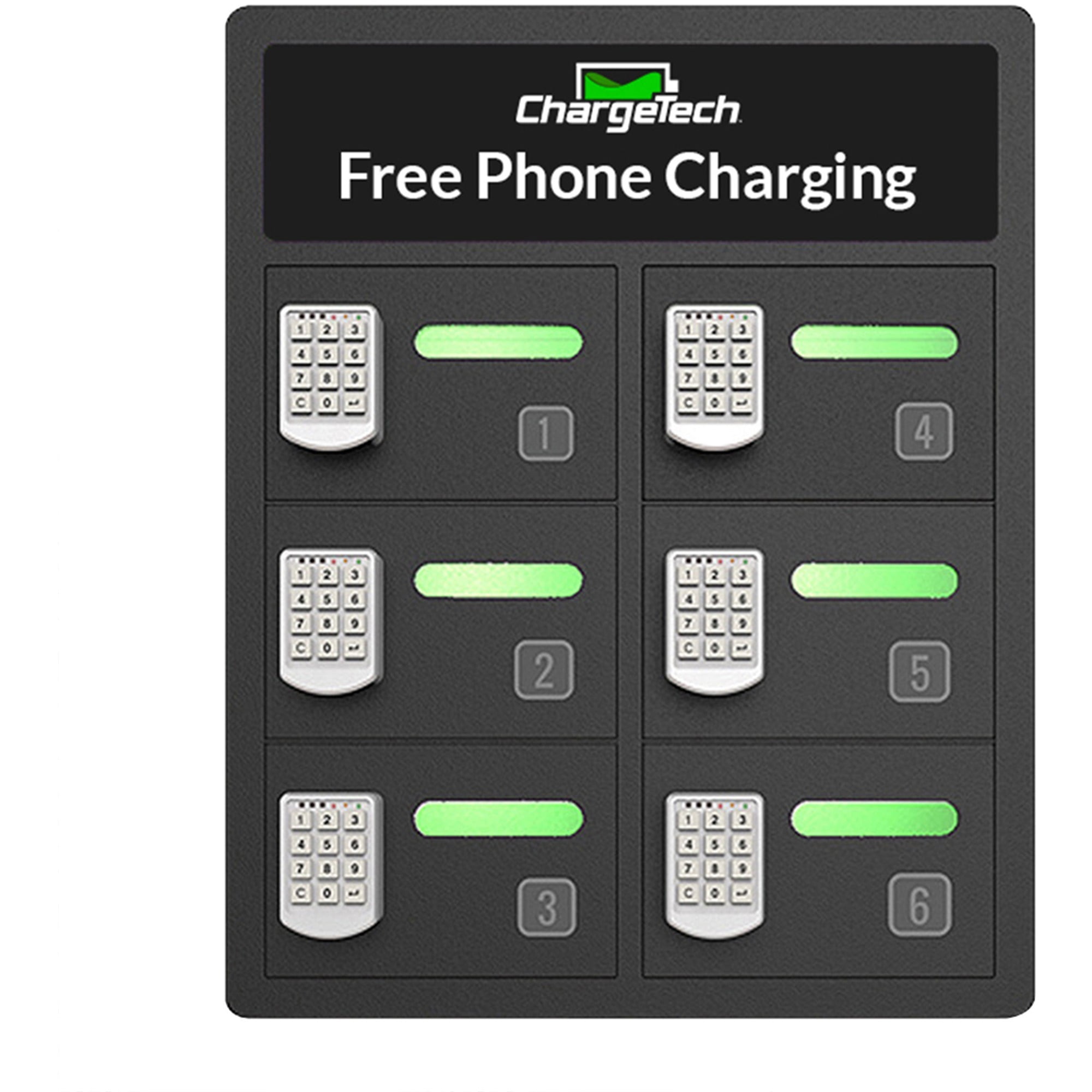 ChargeTech Charging Locker 6-Bay Keyless 24"Wx8"Lx28"H Black CT300029 ...