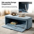 48" Storage Bench Upholstered Modern Footrest Stool Solid Wood Legs ...