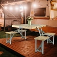 BIGTREE Foldable Camping Picnic Table with Seats Chairs and Umbrella ...