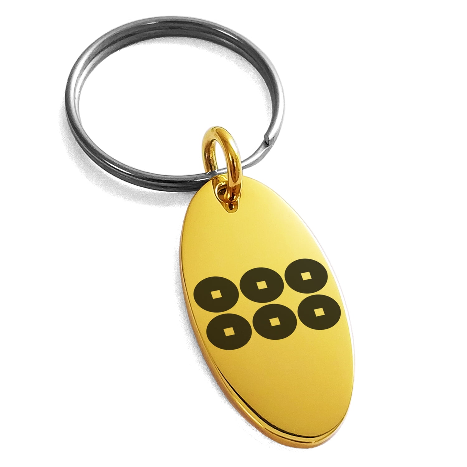 Stainless Steel Sanada Samurai Crest Engraved Small Oval Charm Keychain ...