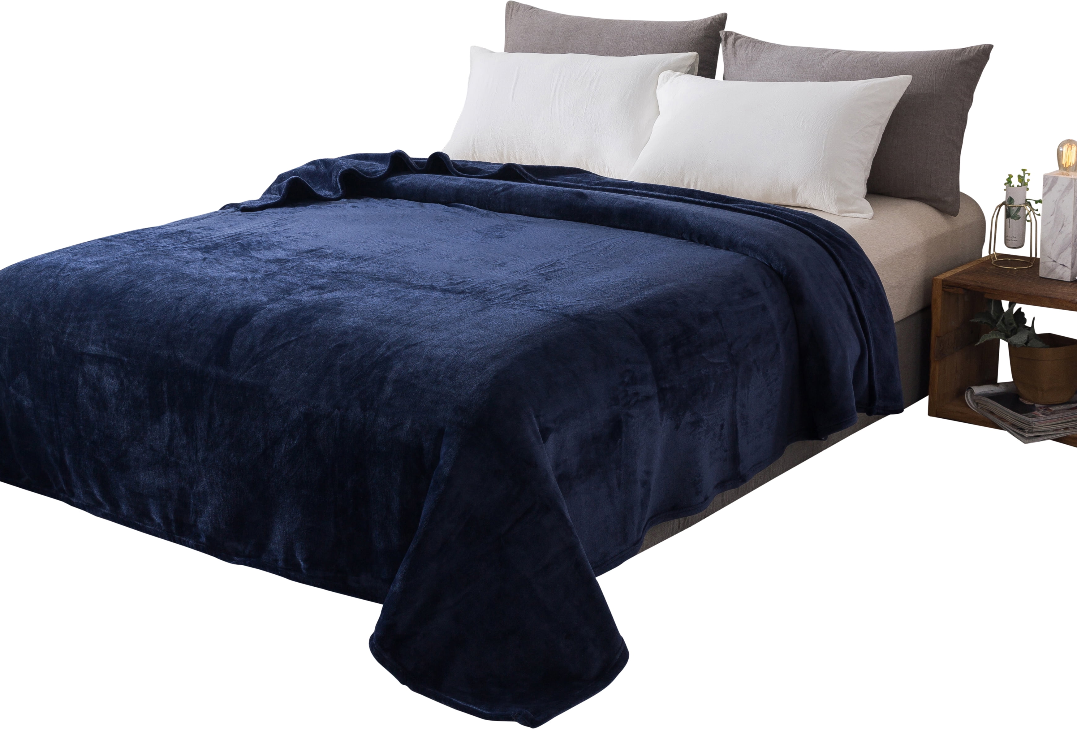 SB Bed Blanket - Solid Plush - Silky Soft and Cozy, Flannel Fleece ...